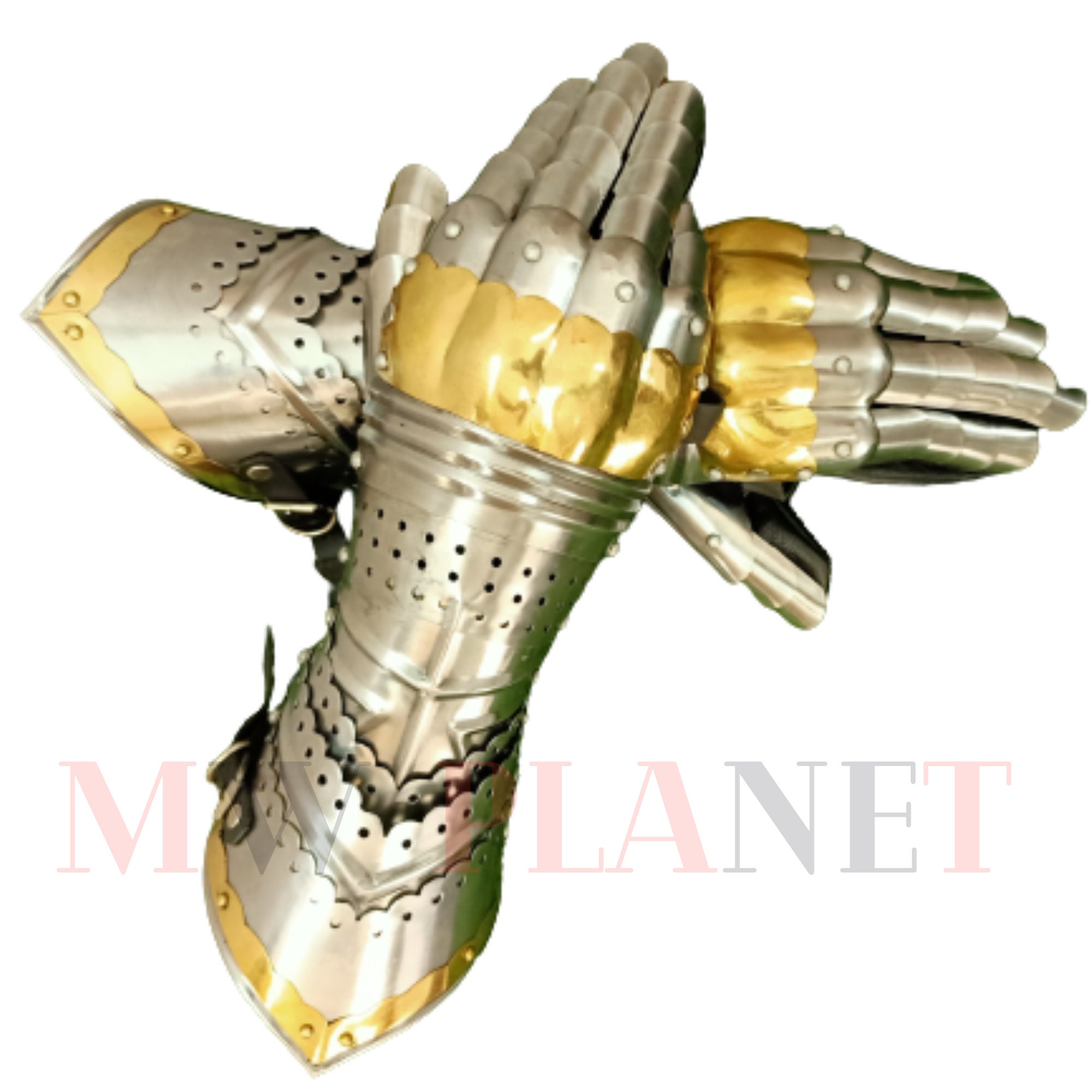 Medieval Armor Gauntlets Gloves Armor Pair I Brass and Natural - Etsy