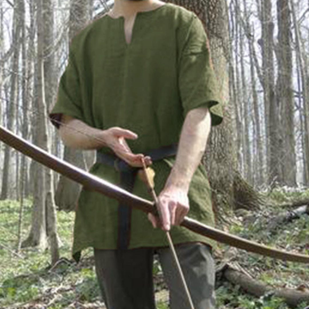 Medieval Cotton Tunic - Half Sleeve Renaissance Shirt for LARP, Cosplay ...