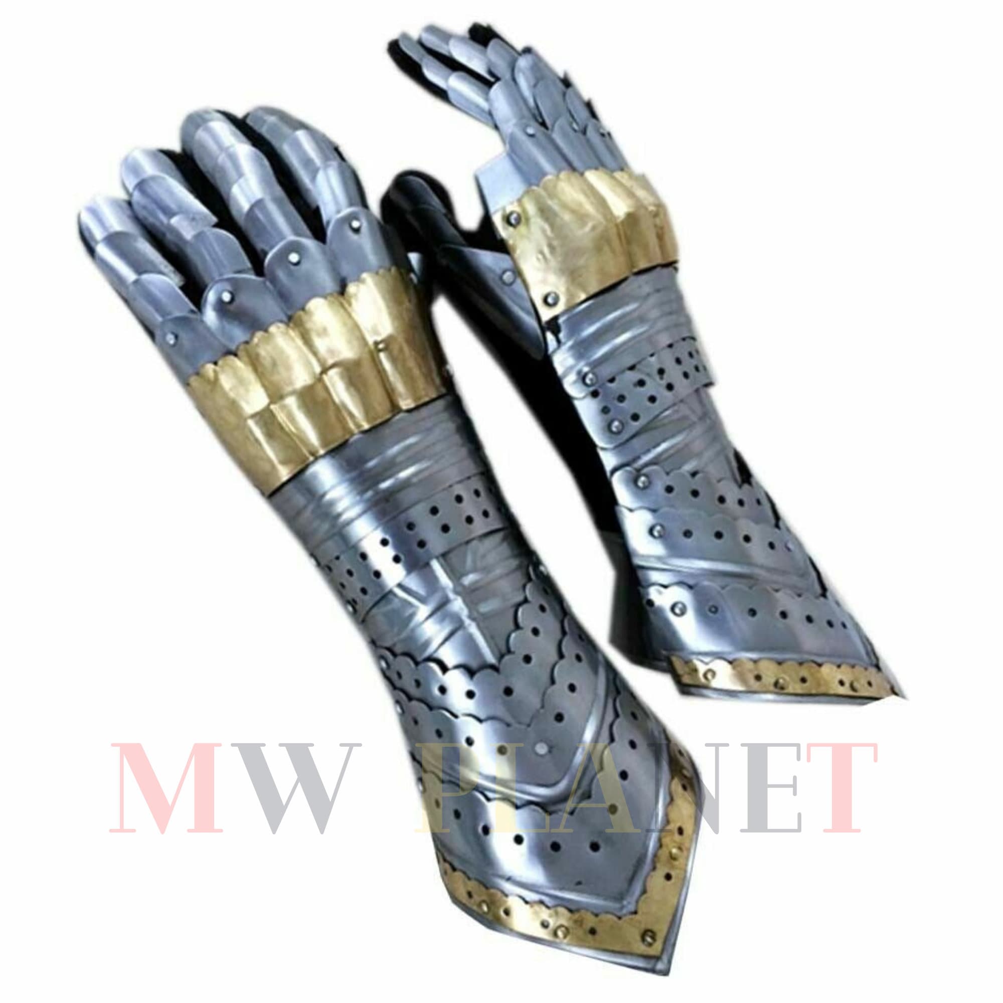 Medieval Armor Gauntlets Gloves Armor Pair I Brass and Natural - Etsy