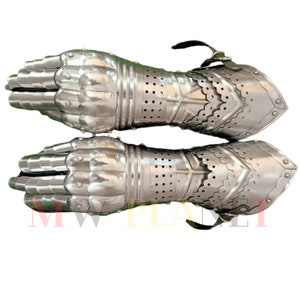 Medieval Armor Gauntlets Gloves Armor Pair I Brass and Natural Silver ...