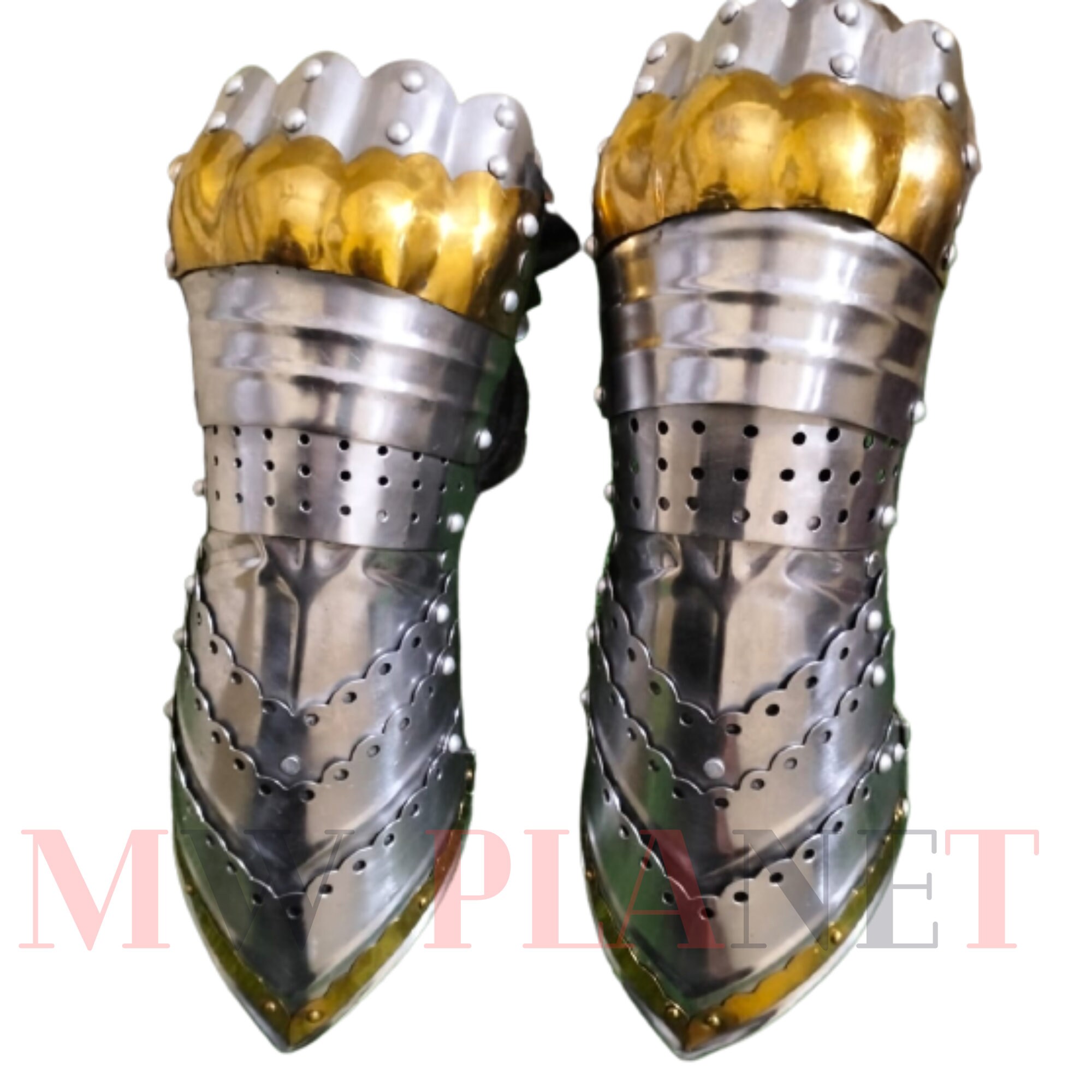 Medieval Armor Gauntlets Gloves Armor Pair I Brass and Natural - Etsy