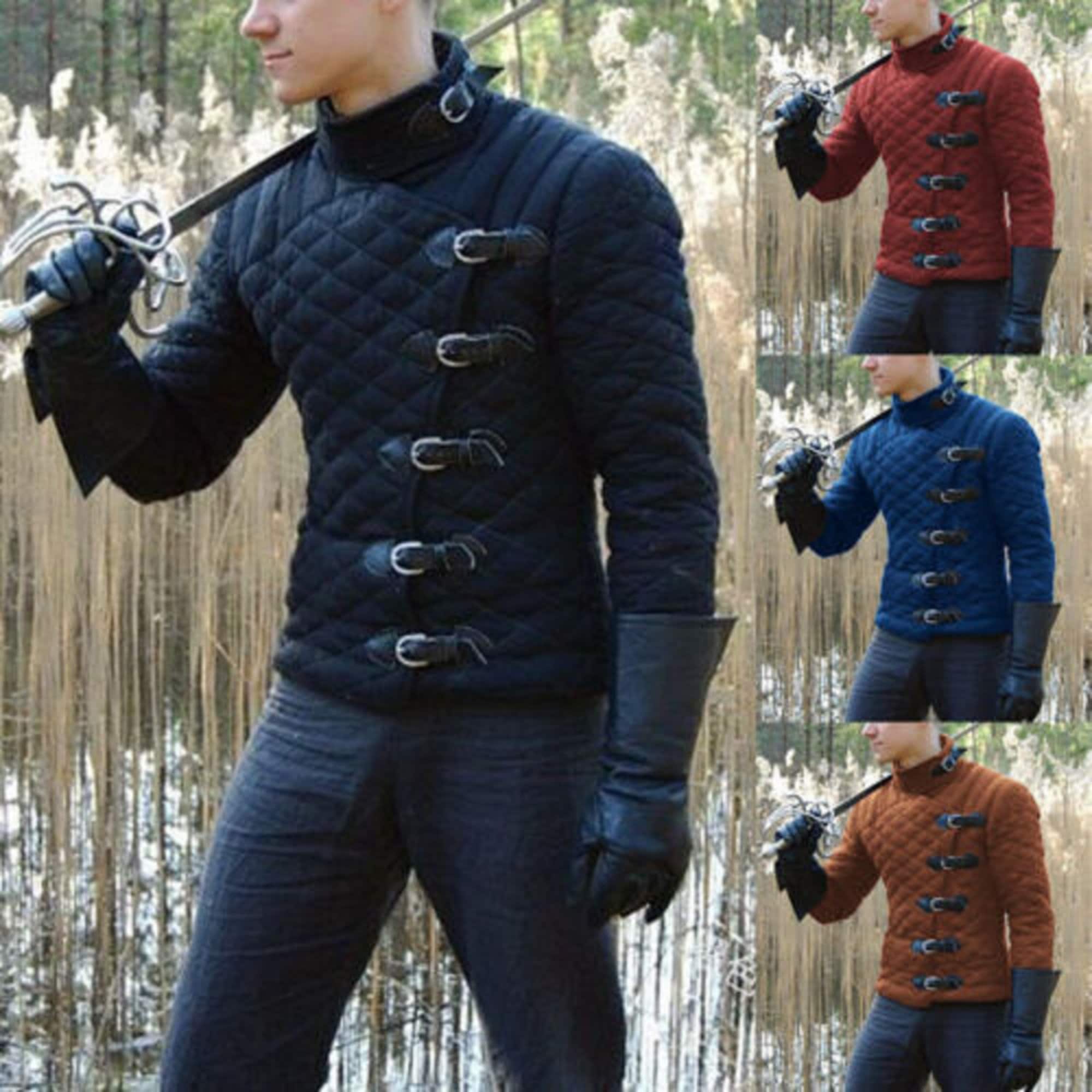 Medieval Viking Gambeson Padded Full Sleeve Short Aketon Armor ...