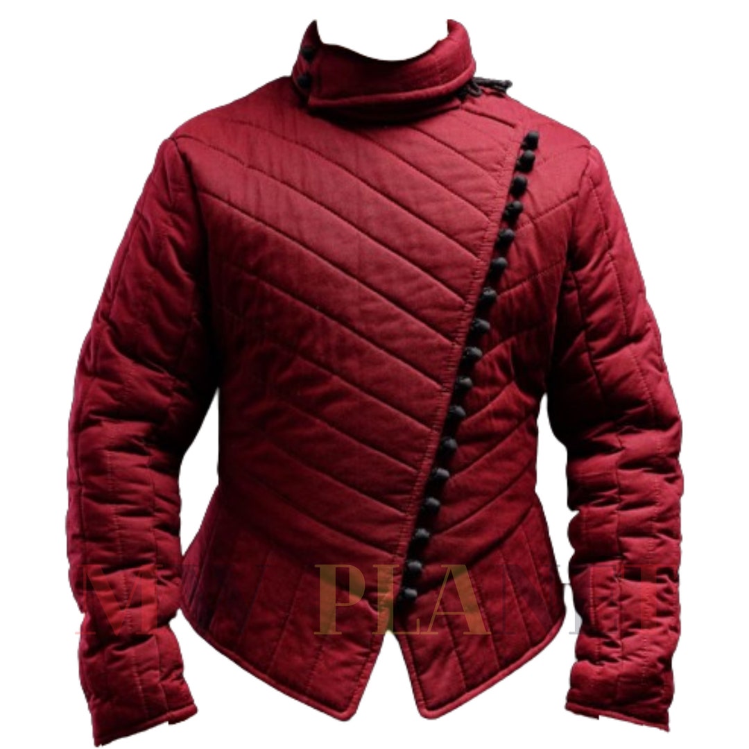 Medieval Viking Gambeson Full Sleeve Armor Cotton Fabric Thick Padded ...