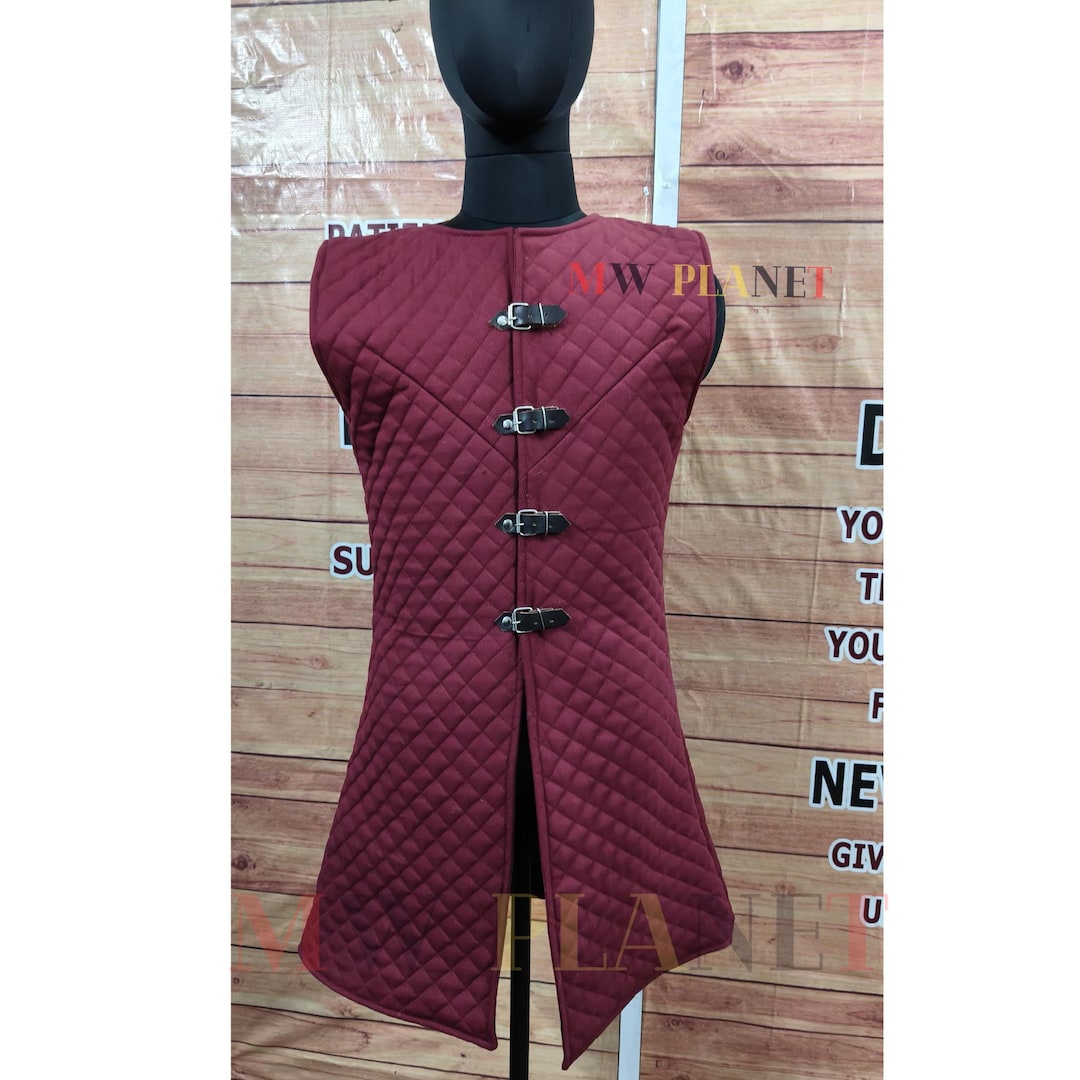 Medieval Thick Padded Gambeson Sleeve Less Jacket Aketon Coat I ...