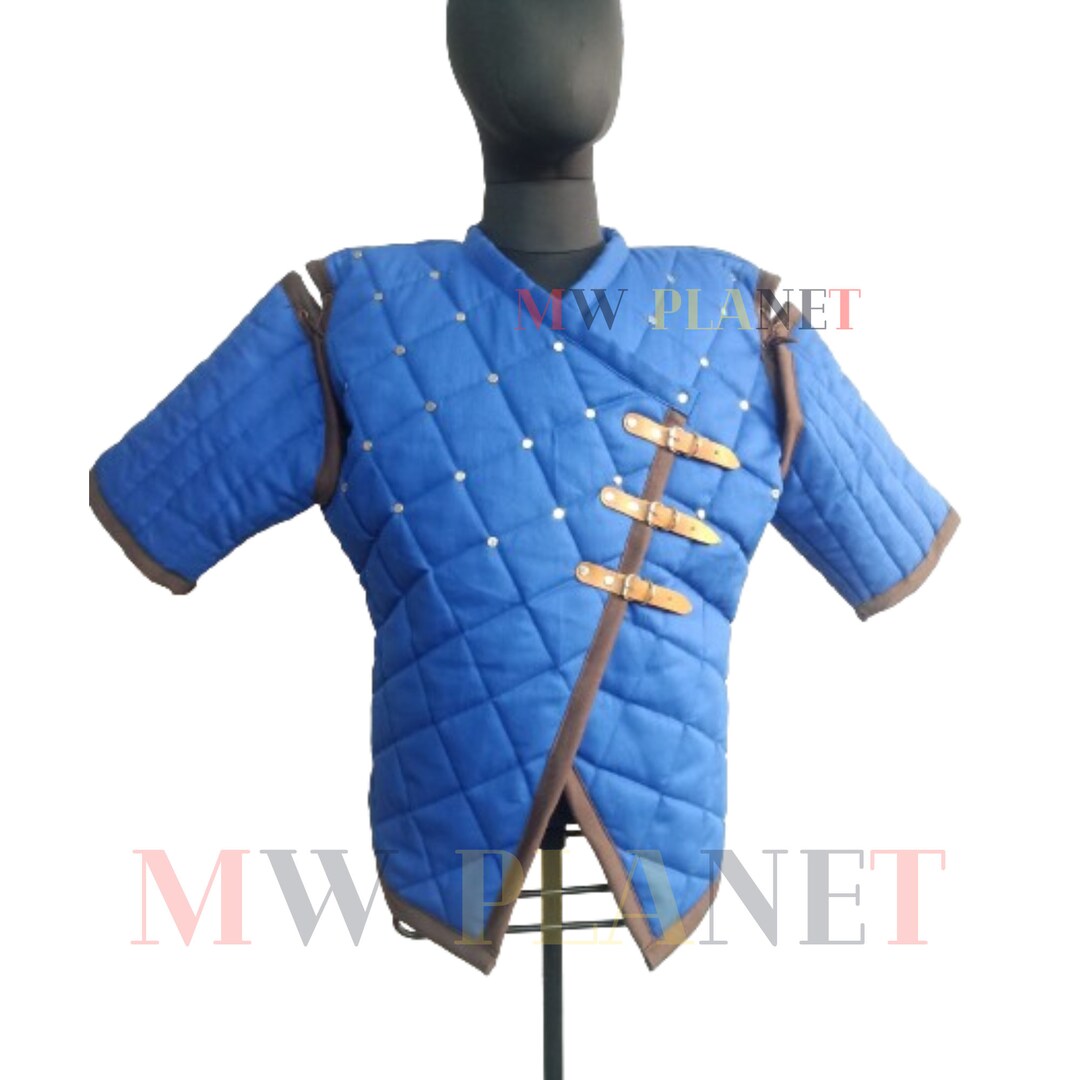 Viking Medieval Padded Gambeson Thick Padded Full Sleeve Armor Aketon ...