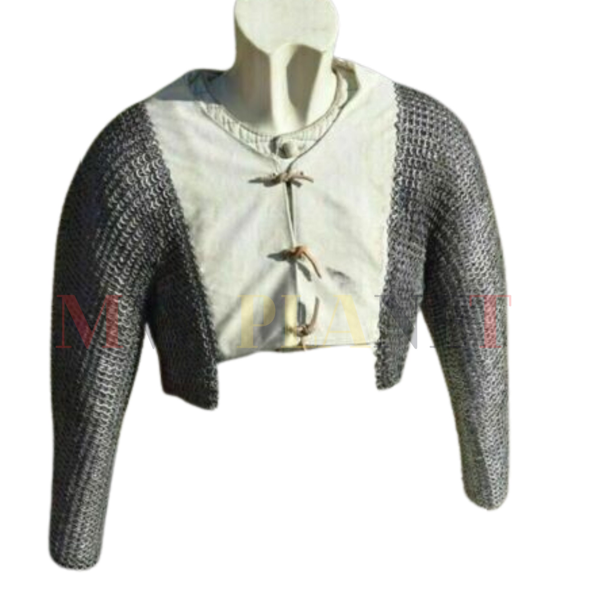 Medieval Padded Gambeson With Detachable Ms Chainmail Sleevescotton Fabric Jacket Top Aketon