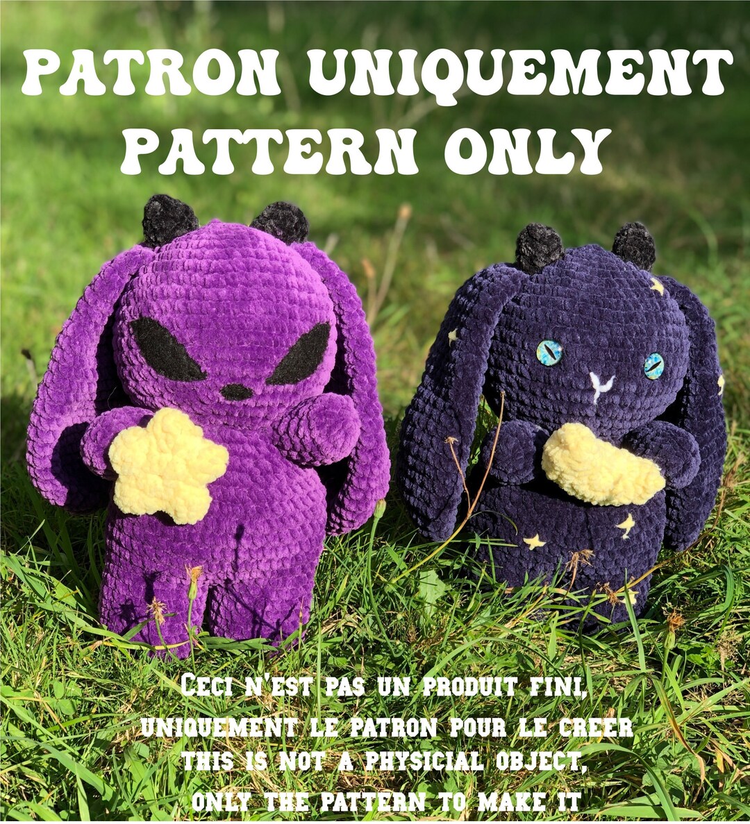 Crochet Pattern Tobby, the Scary Rabbit Monster, With Star and Moon ...
