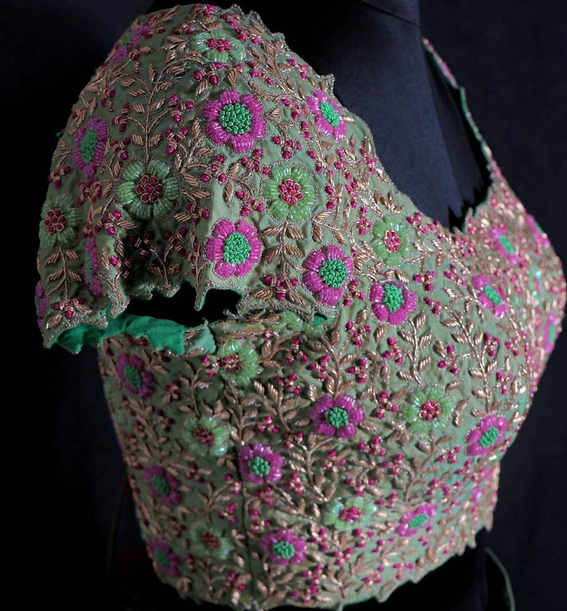 Handmade Maggam Work Blouse, Fancy Design Zari and Zardozi Pearl Work ...
