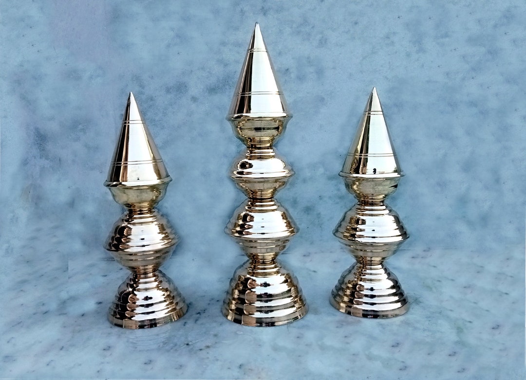 Temple Kalash for Top Pure Brass Set of 3 (1 Piece 4 Step ) (2 Piece3 ...