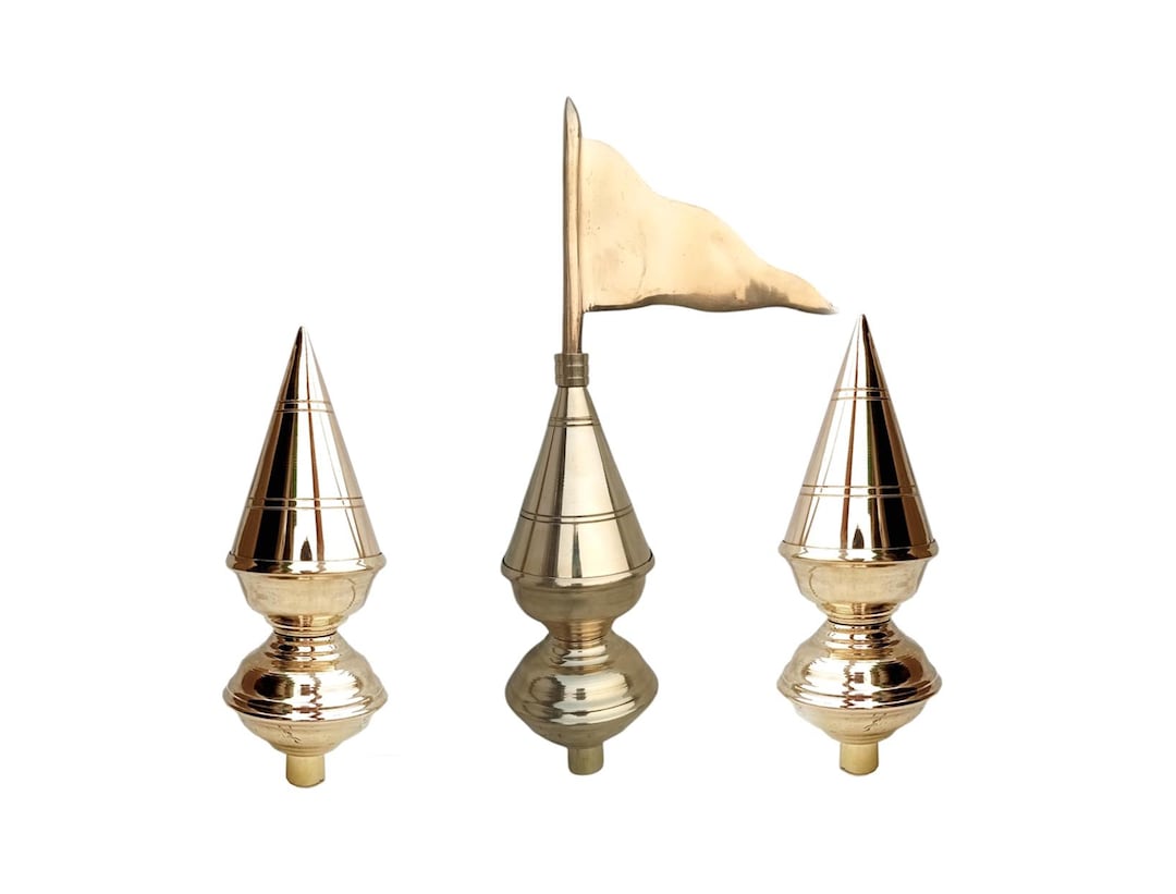 Temple Kalash for Top Set of Three 2 Step Holo With Dhwja Flag Artical ...