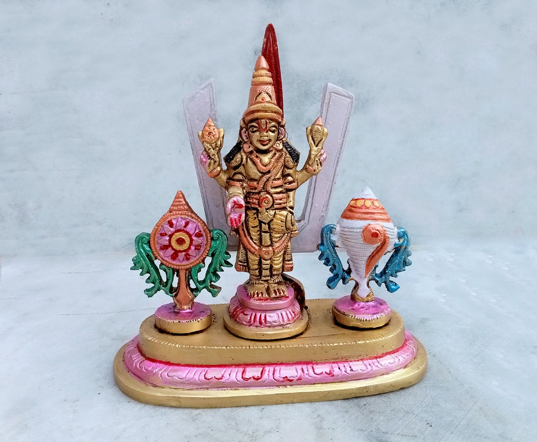 Shankh Chakra Tilak With Vishnu Ji in Center Pure Brass Truely Hand ...