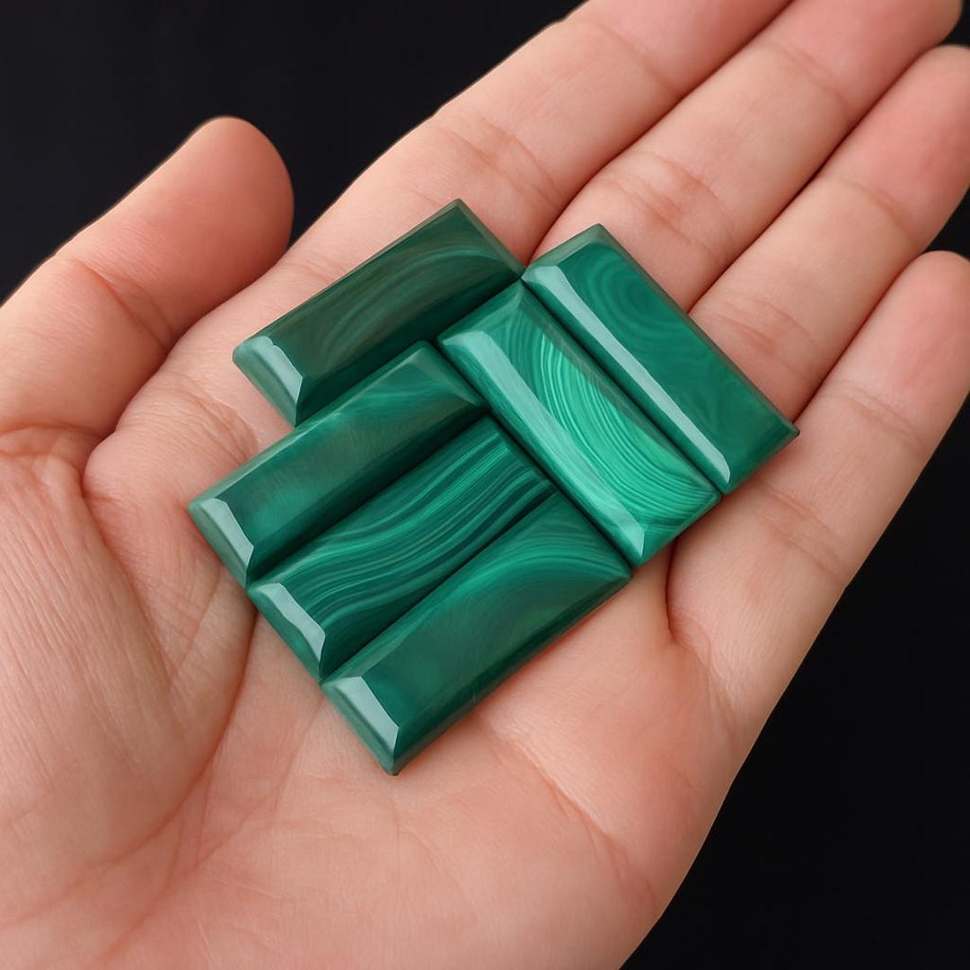 Faceted Malachite Gemstone Rectangles: Jewelry Making, Healing Crystals ...