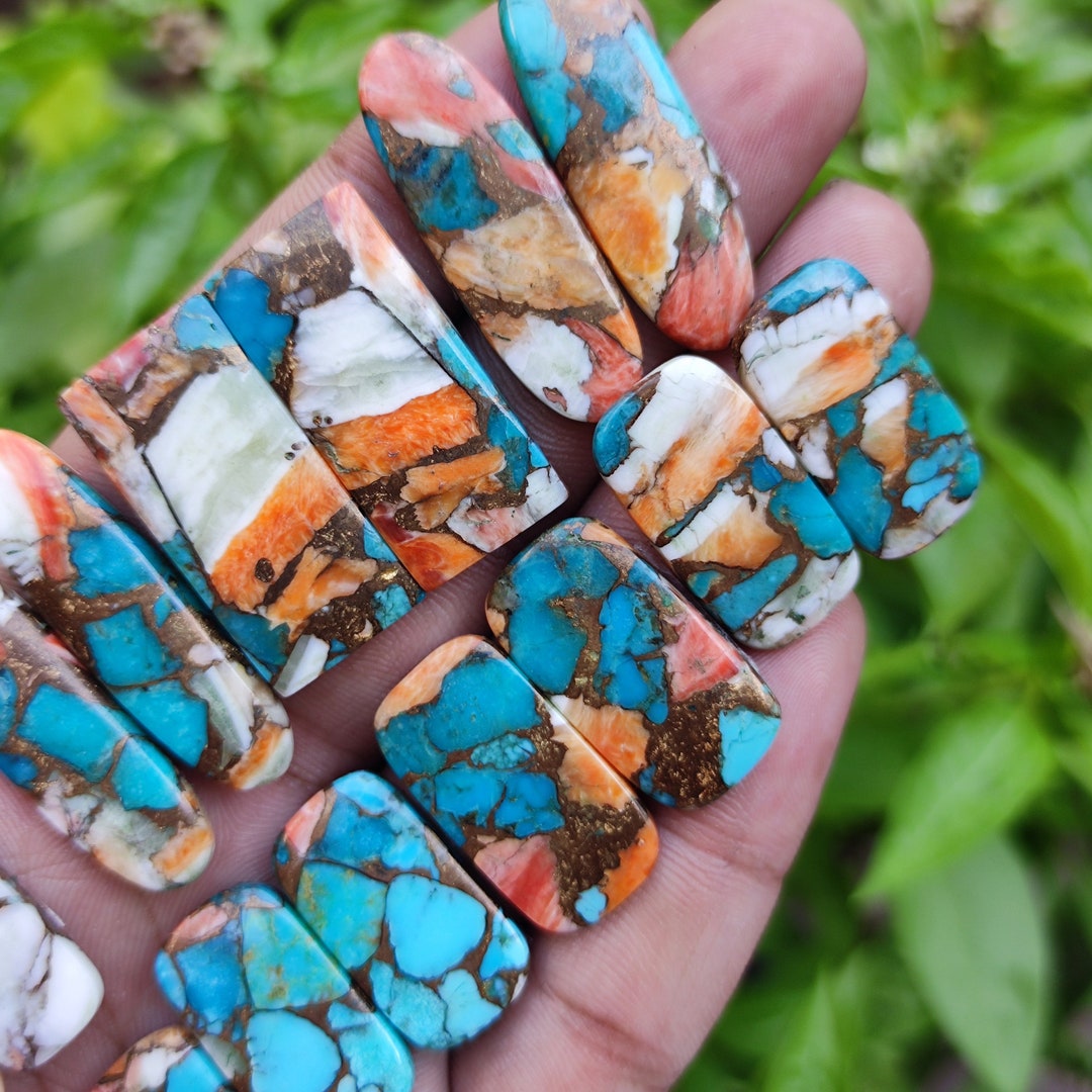 See the Video Natural Spiny Oyster Turquoise Gemstone Pairs Handmade ...