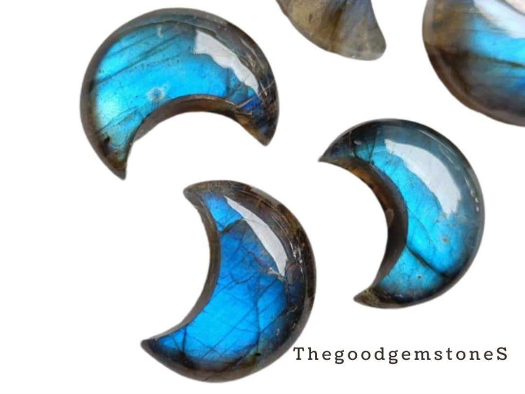Natural Labradorite Crescent Moon Shape Gemstones Good Quality Blue ...