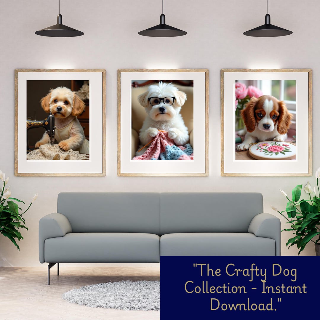 Crafty Dog Prints: Whimsical Craft Room Decor (JPG Digital Download) - Etsy