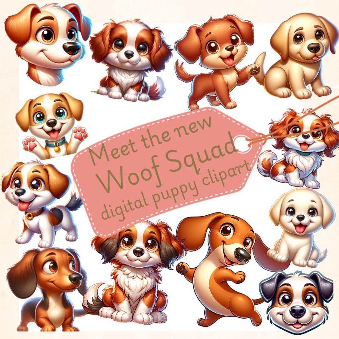 Puppy Clipart | Woof Squad PNG, Stickers (digital Download - Etsy