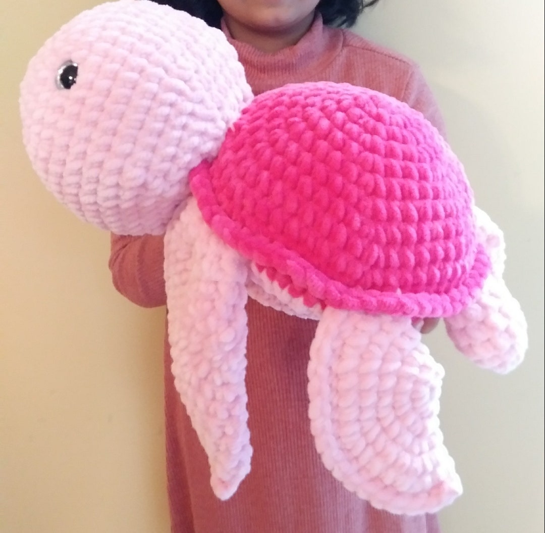 Gift Cute Crochet Pink Turtle Soft Cuddle Toy for Comfort and Emotional ...
