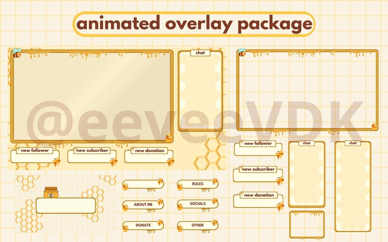 Bees and Honey Twitch Overlay Package | Twitch Overlay, Stream Overlay | Overlays, Alerts ...