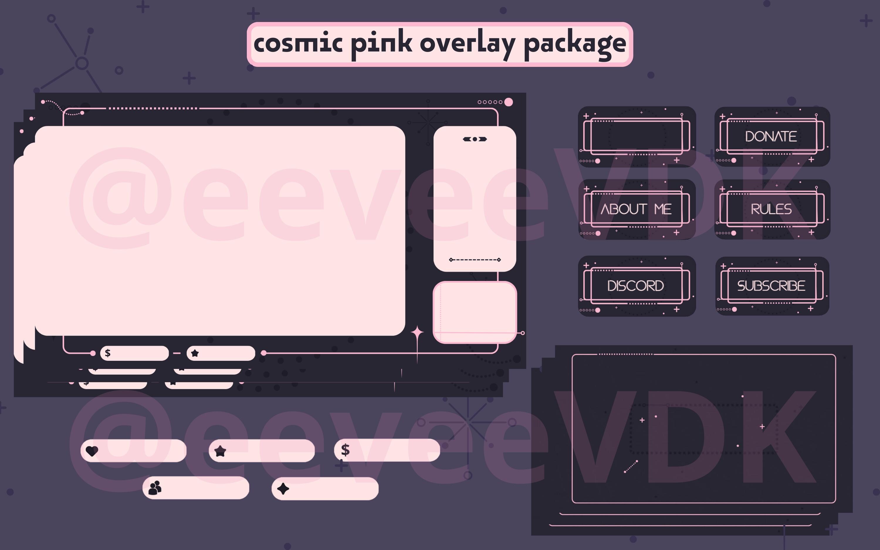 Cosmic Pink Twitch Overlay Package | Twitch Overlay, Stream Overlay | Overlays, Alerts, Panels ...