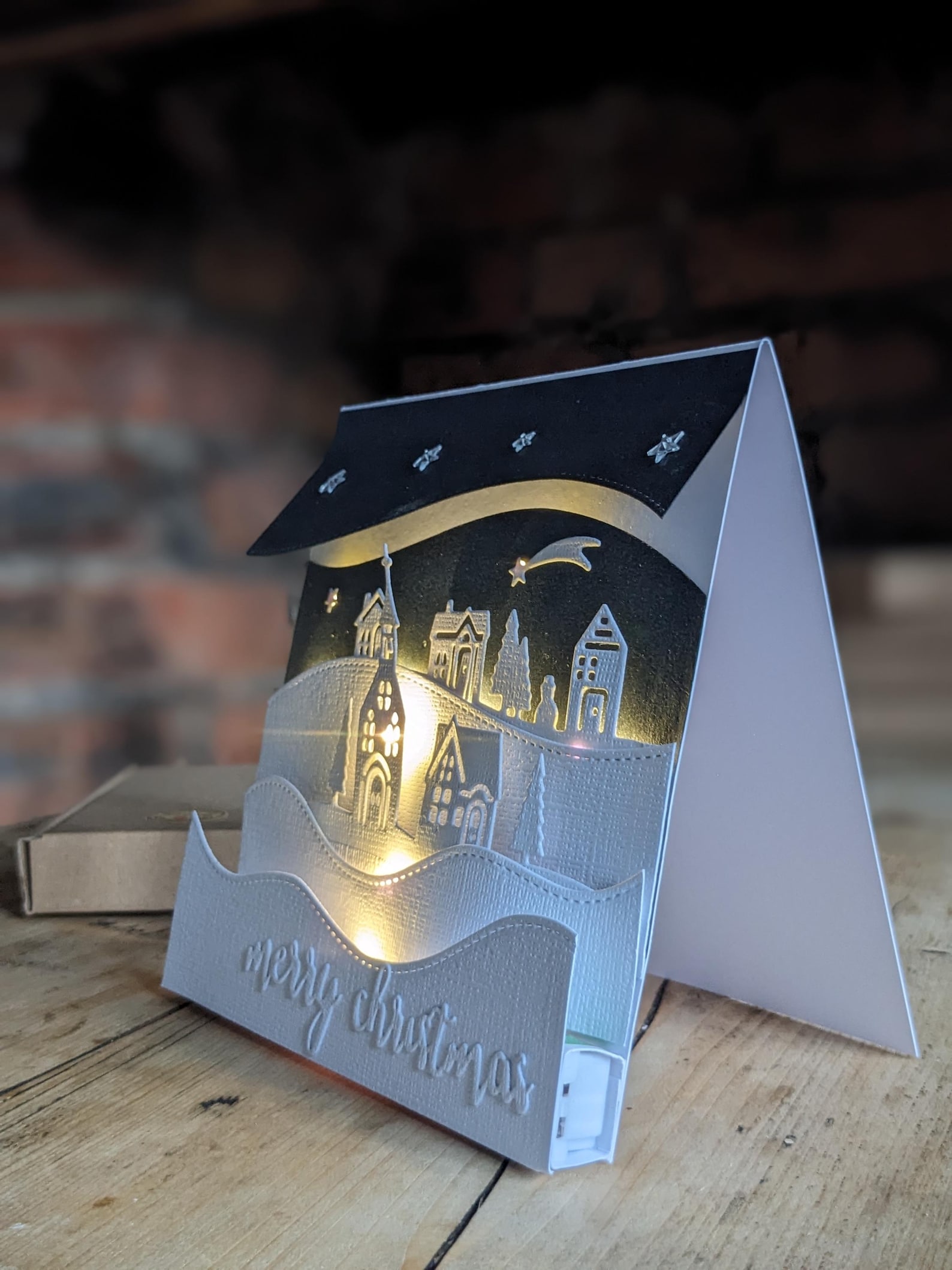 Handmade 3D Christmas Card With Mini LED Lights Light up Christmas ...