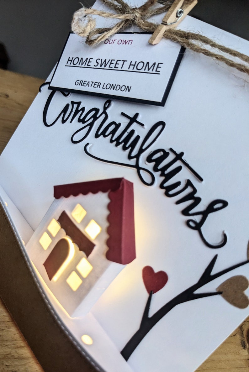 Personalised New Home Card lights Up LED Lights Housewarming Gift ...