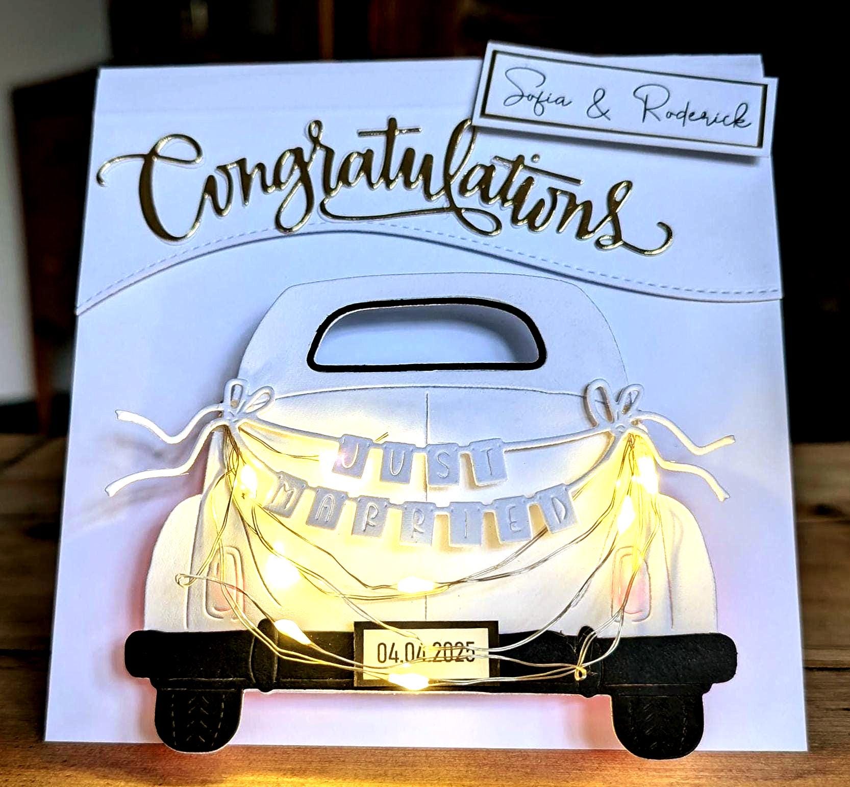 Luxury Wedding Day Card With Mini LED Lights| Handmade | Keepsake Gift ...