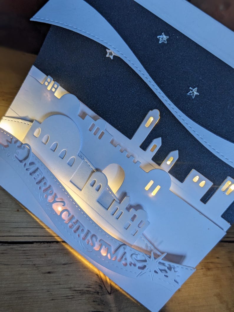 Light up Christmas Card| Little Town of Bethlehem Card With LED Lights ...