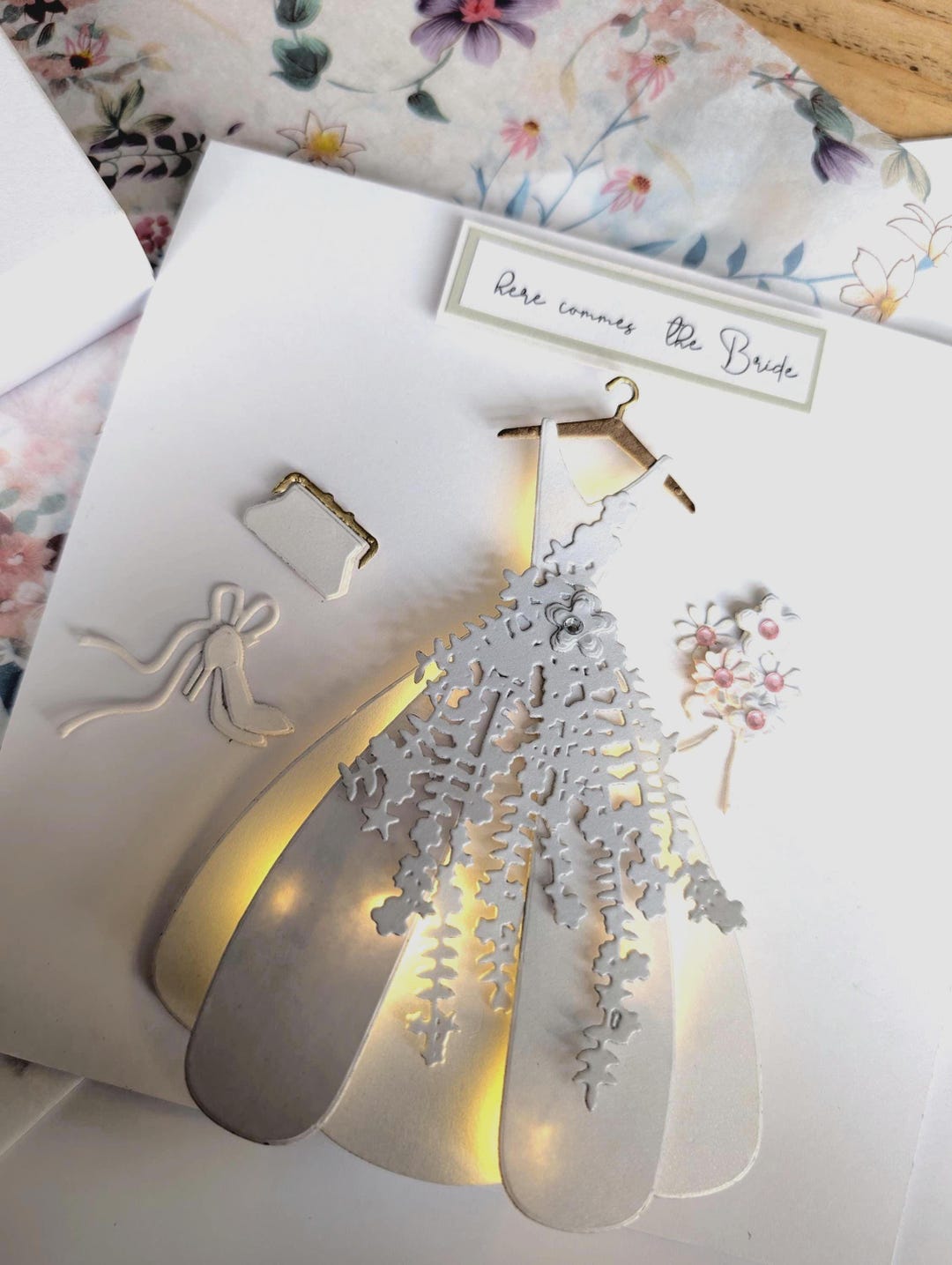 Personalized Bride-to-be Card, Luxury Wedding Dress Design in Gift Box ...