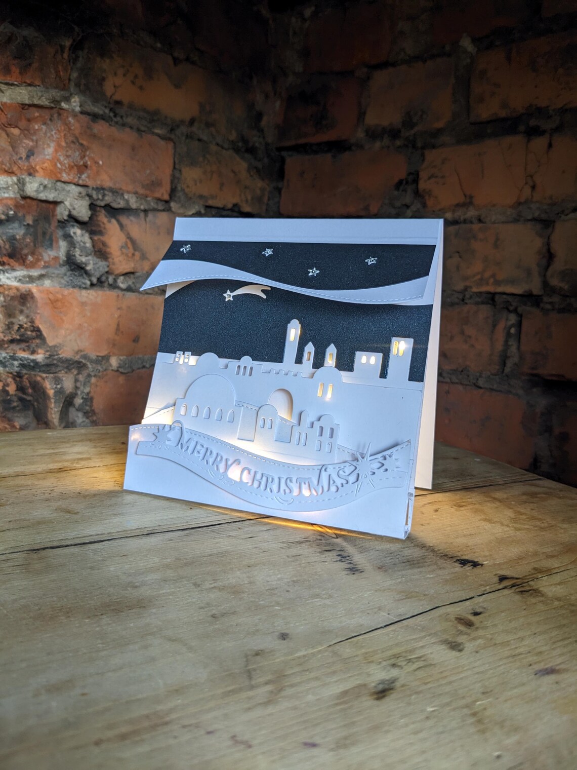 Light up Christmas Card| Little Town of Bethlehem Card With LED Lights ...