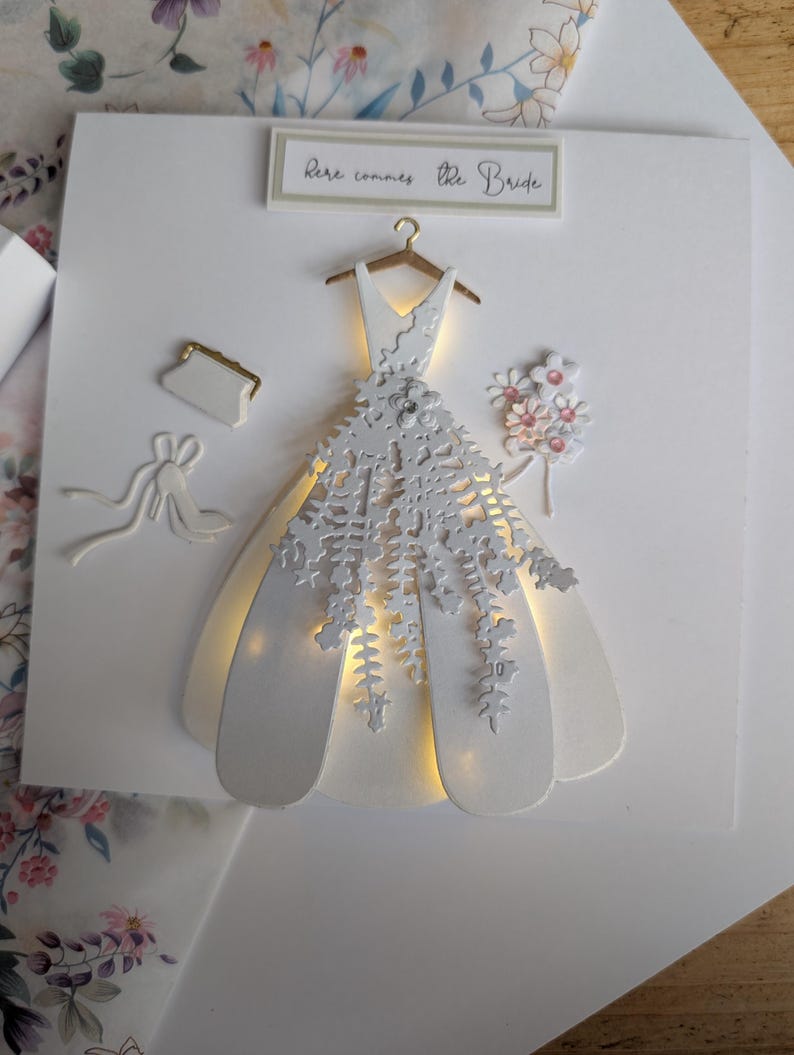 Personalized Handmade Light up Wedding Dress Luxury Card Presented in ...