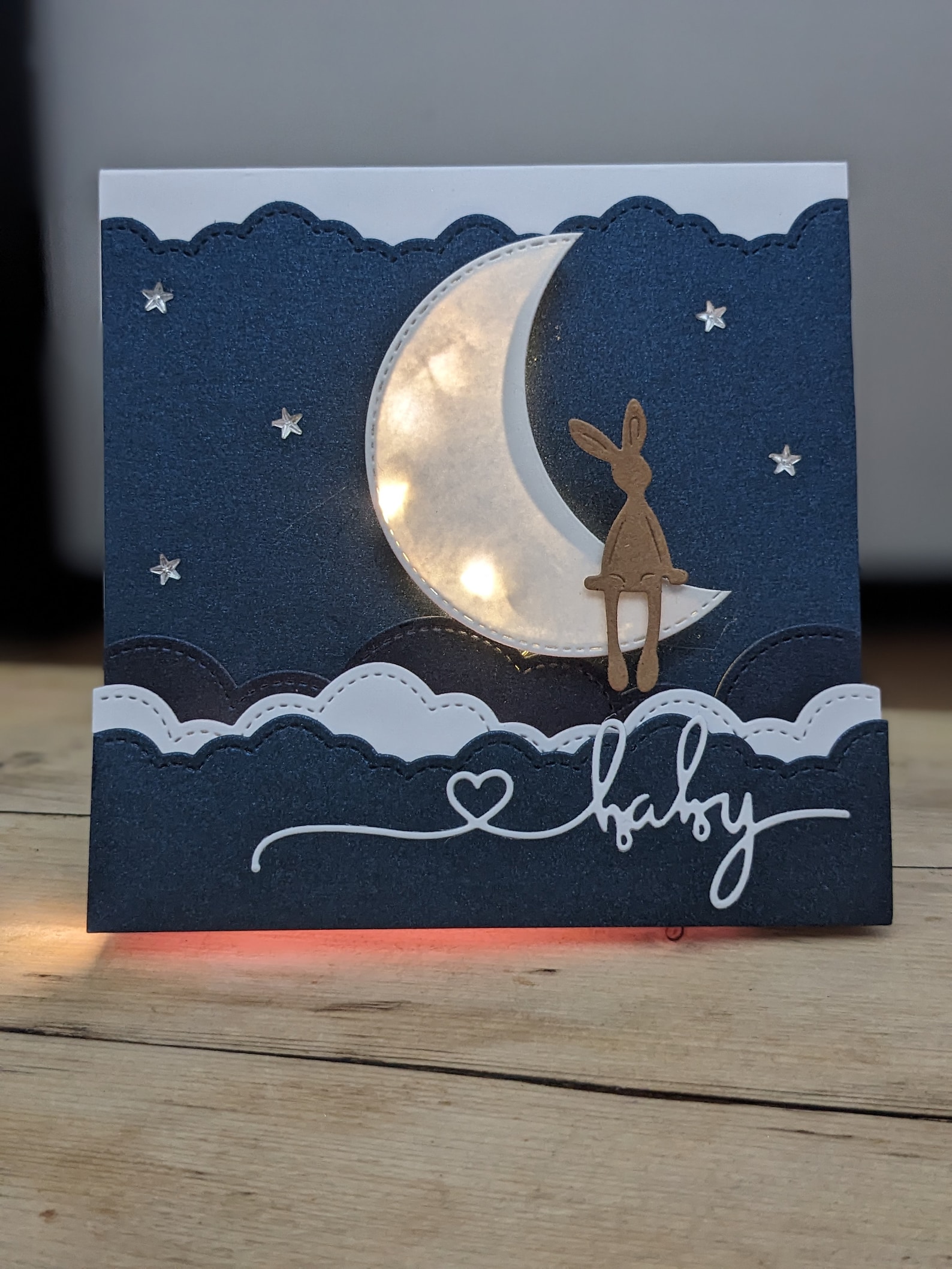 New Baby Boy Card Baby Shower Card Personalised Handmade Light up Card ...