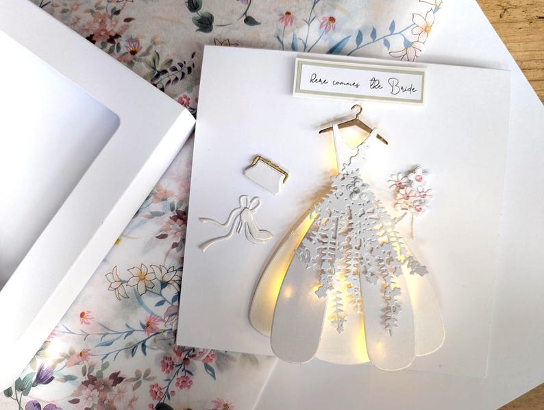 Personalized Handmade Light up Wedding Dress Luxury Card Presented in ...