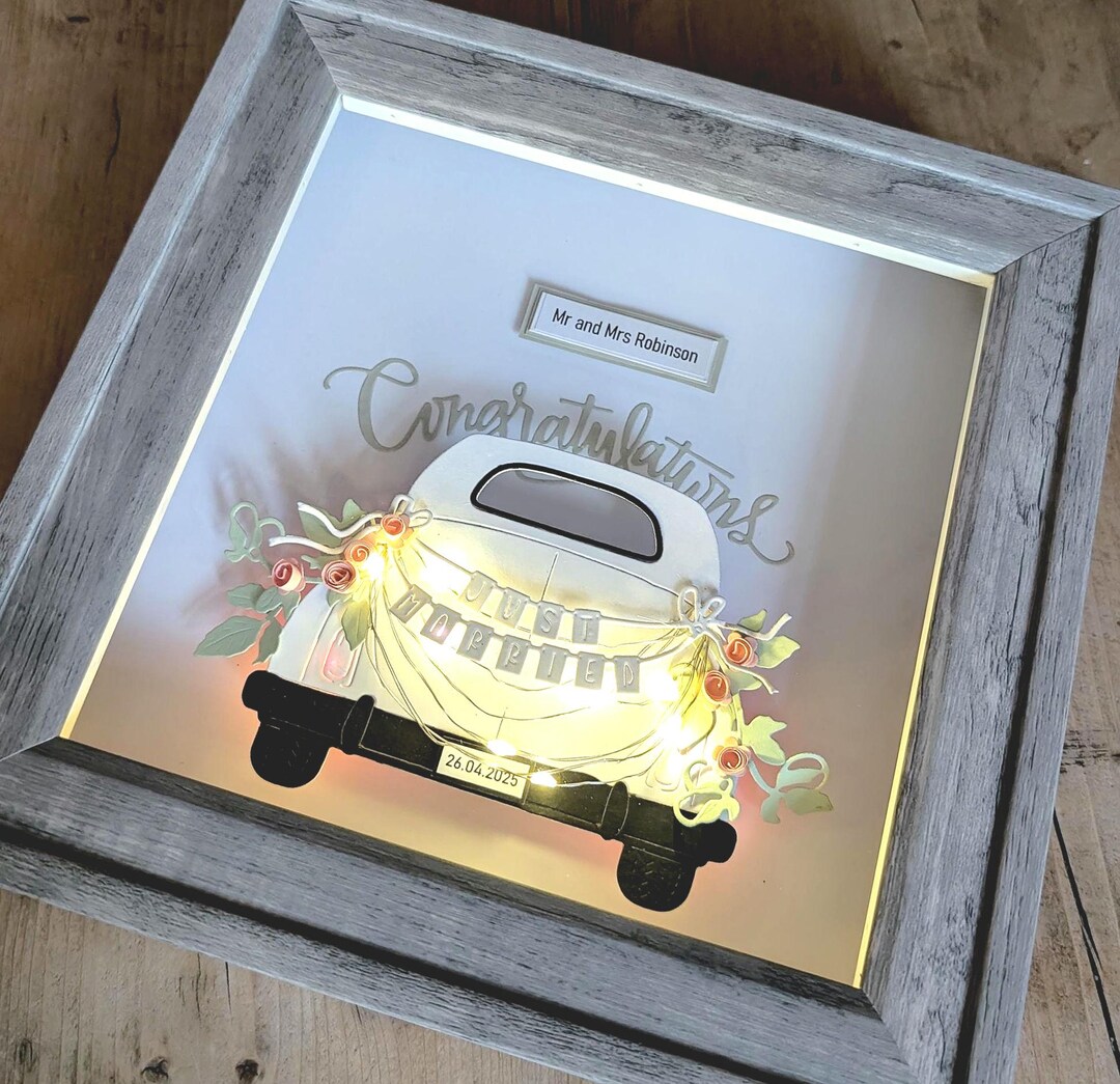 Personalized Wedding Shadow Box: Light-up Gift for Couple - Etsy