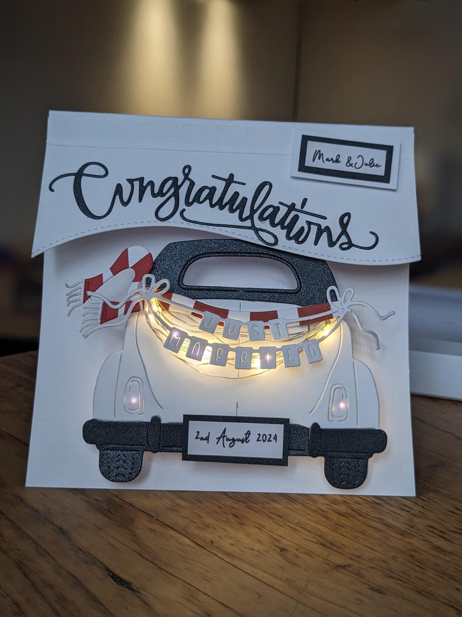 Personalized Wedding Card With LED Lights: Handmade Keepsake With Box ...