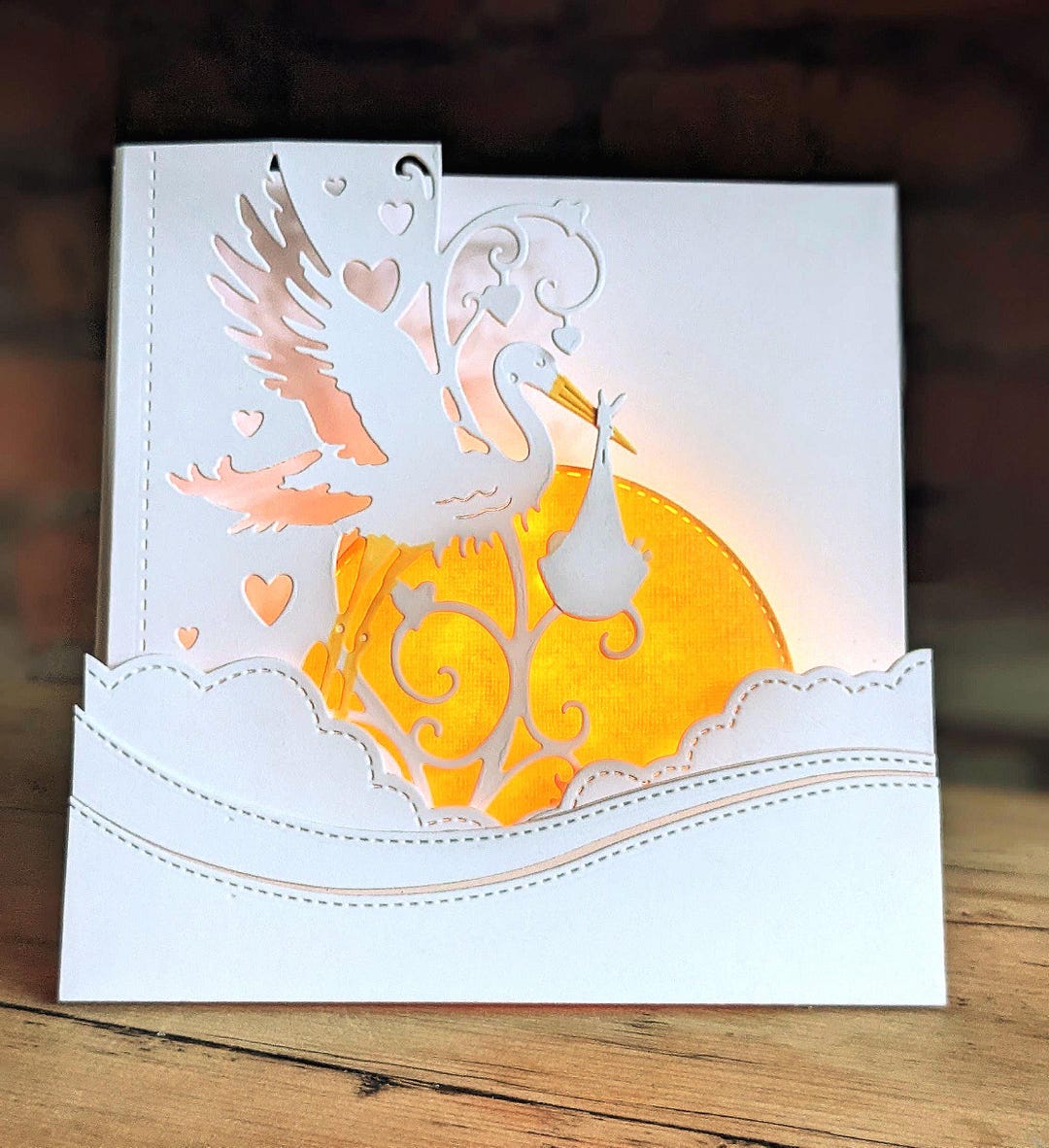 Personalized Stork New Baby Card - Etsy