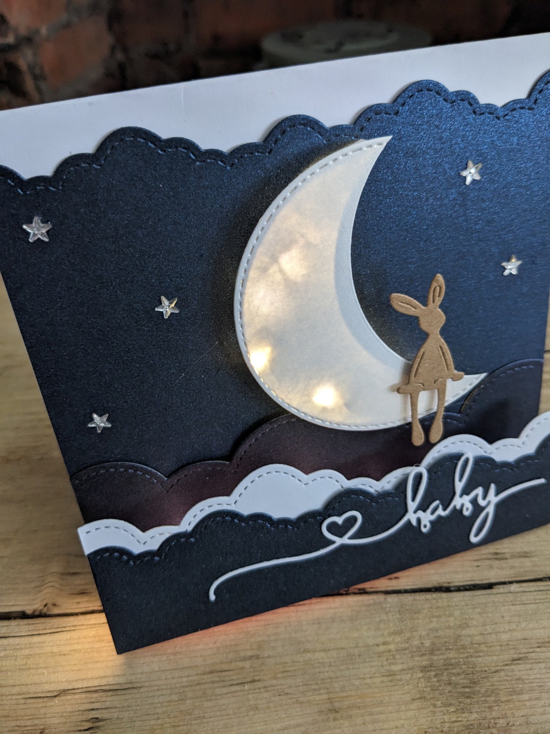 New Baby Card Hello Baby Card Personalised Handmade Light up Card ...