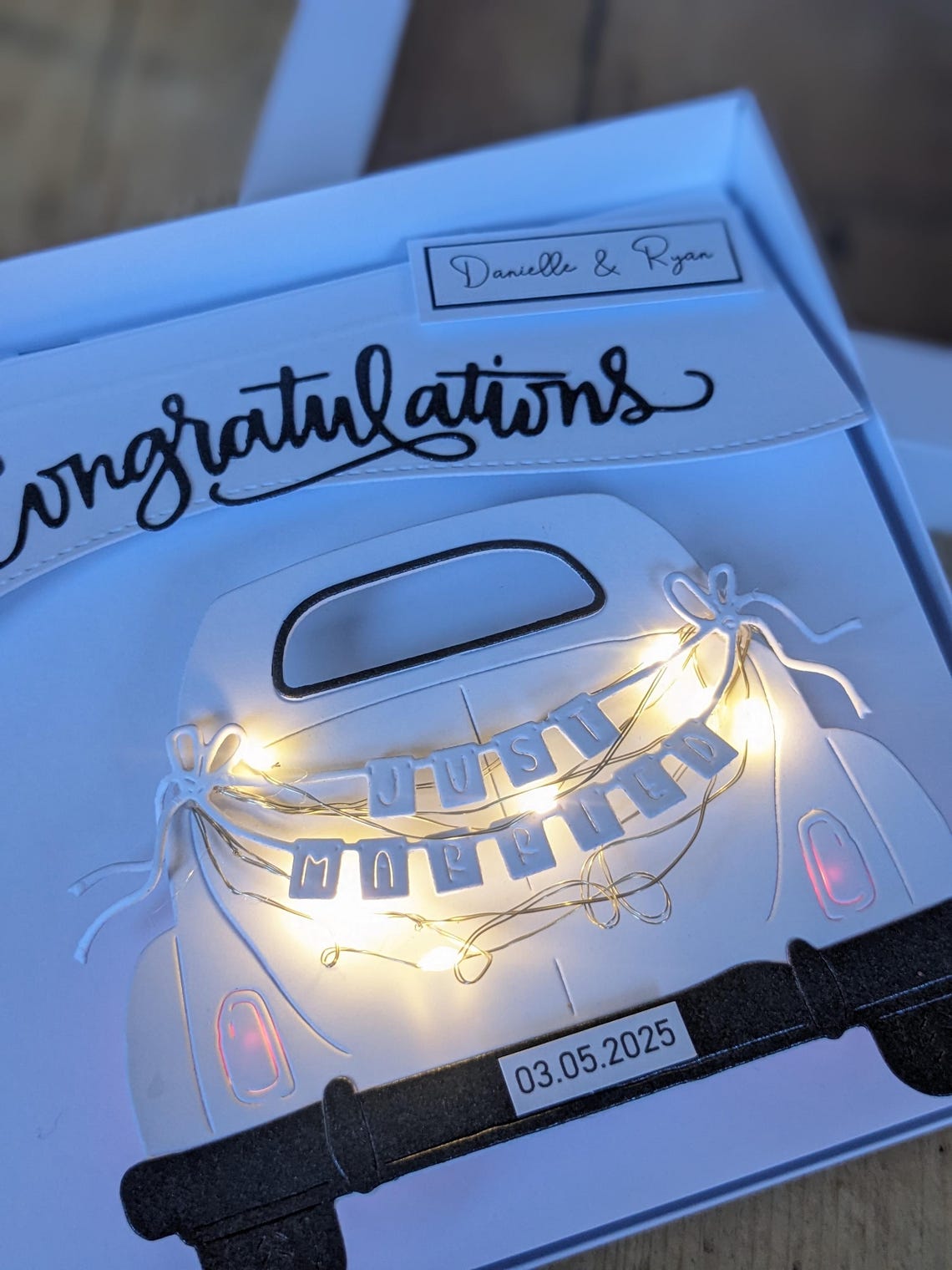 Personalized Wedding Card With LED Lights: Handmade Keepsake With Box ...