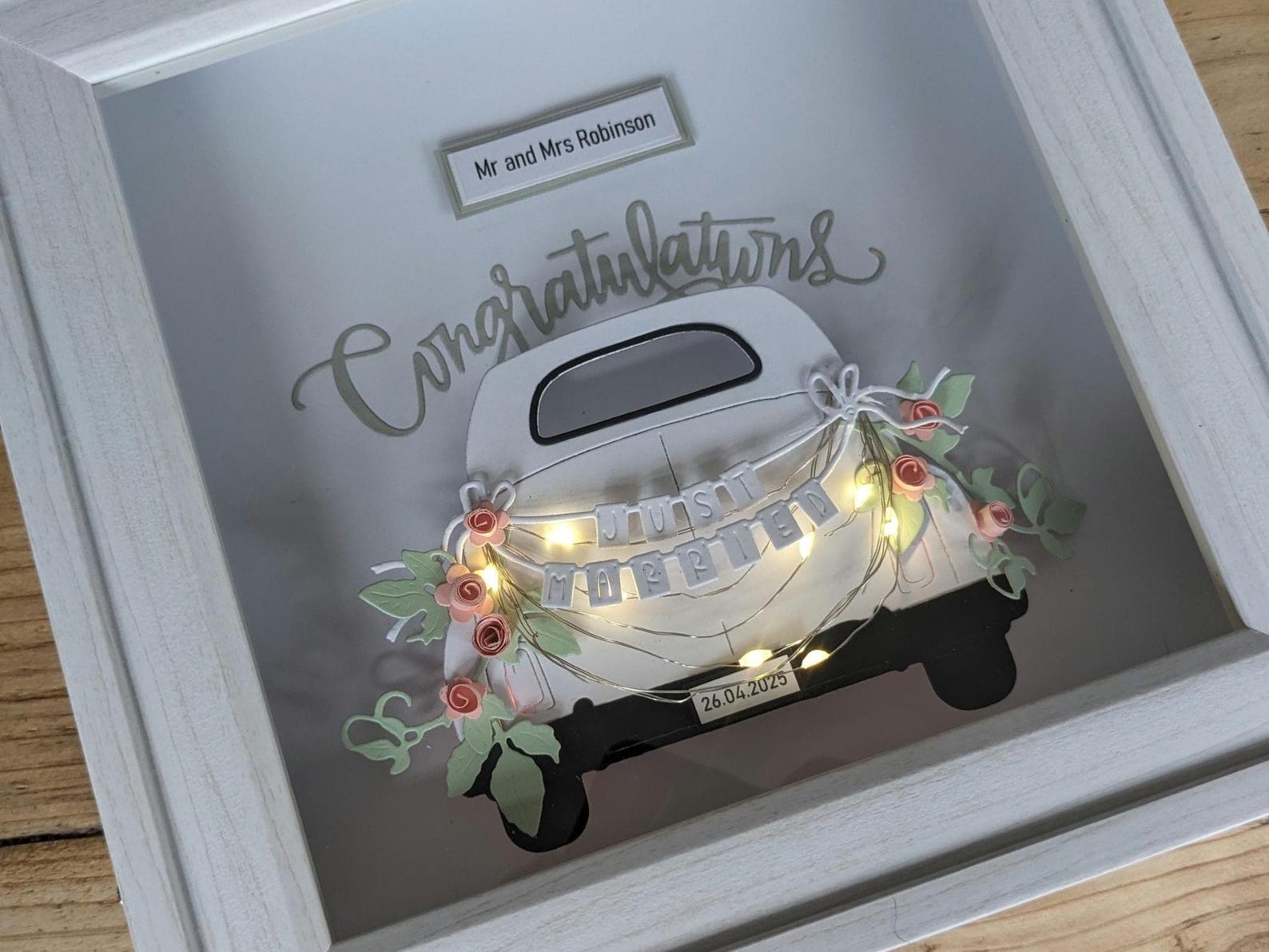 Personalised Wedding Light up Frame , Keepsake Shadow Box, Luxury Gift ...