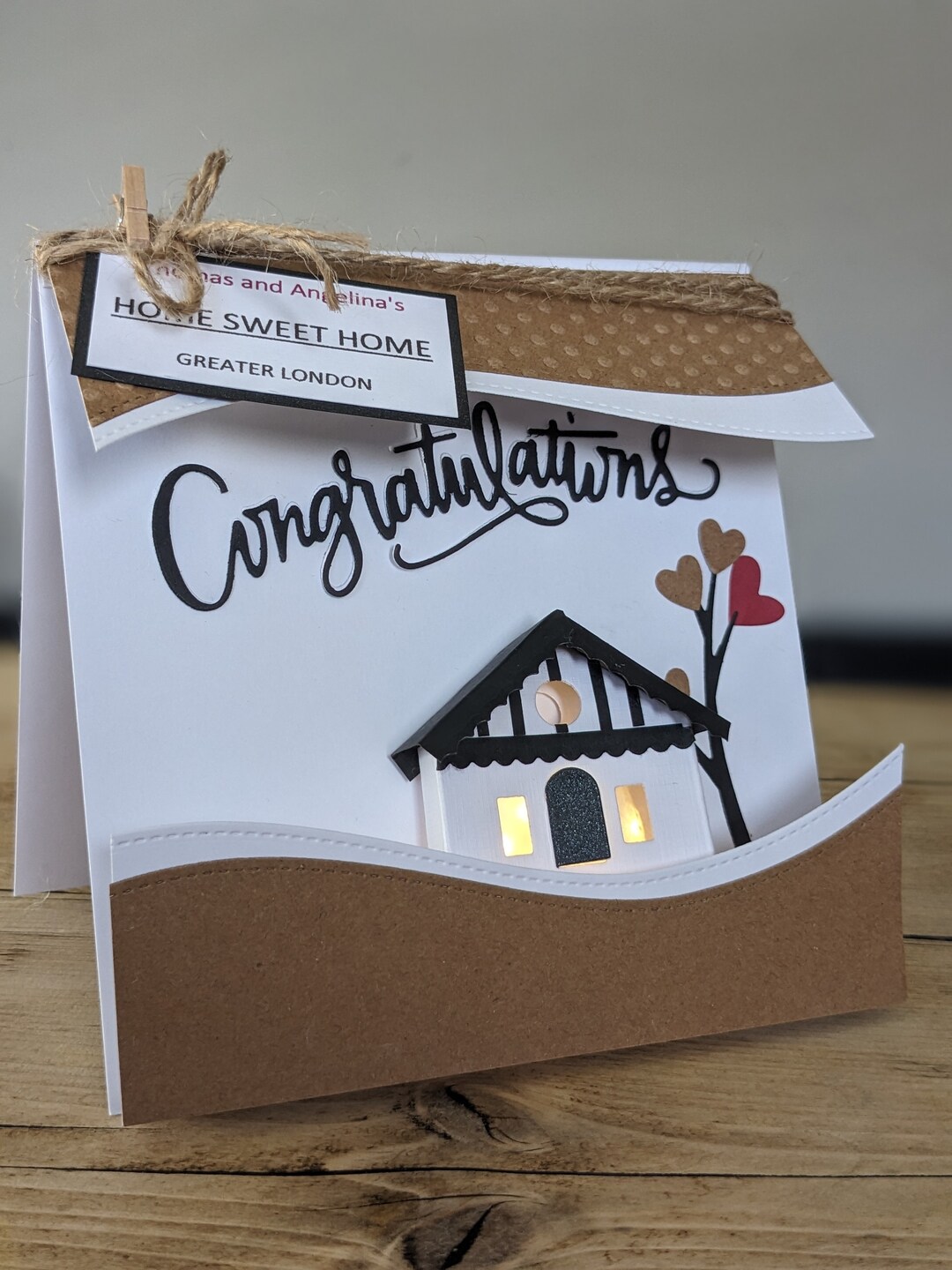 Personalised New Home Card lights Up LED Lights Housewarming Gift ...