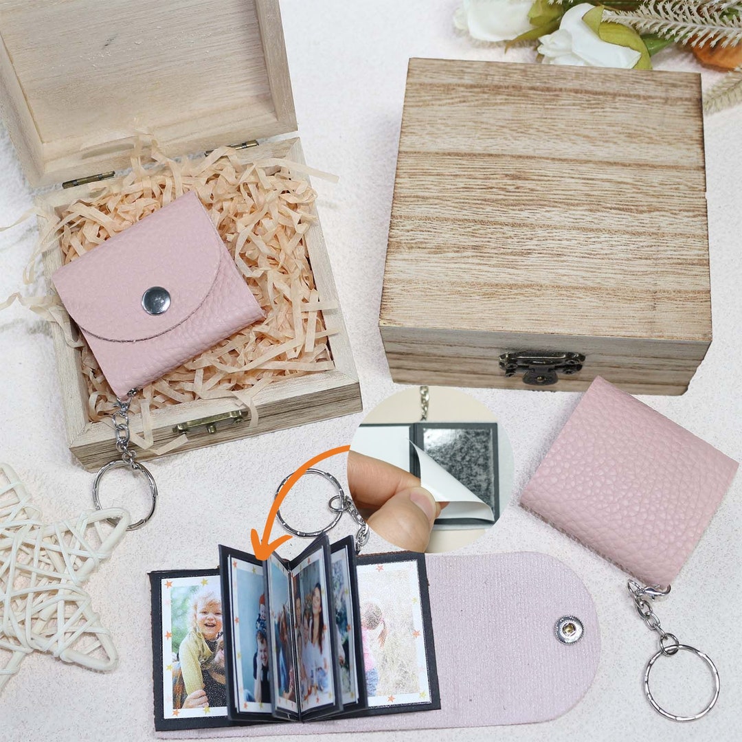 DIY Leather Photo Keychain - Cute Mini Photo Album, Leather Keychain ...