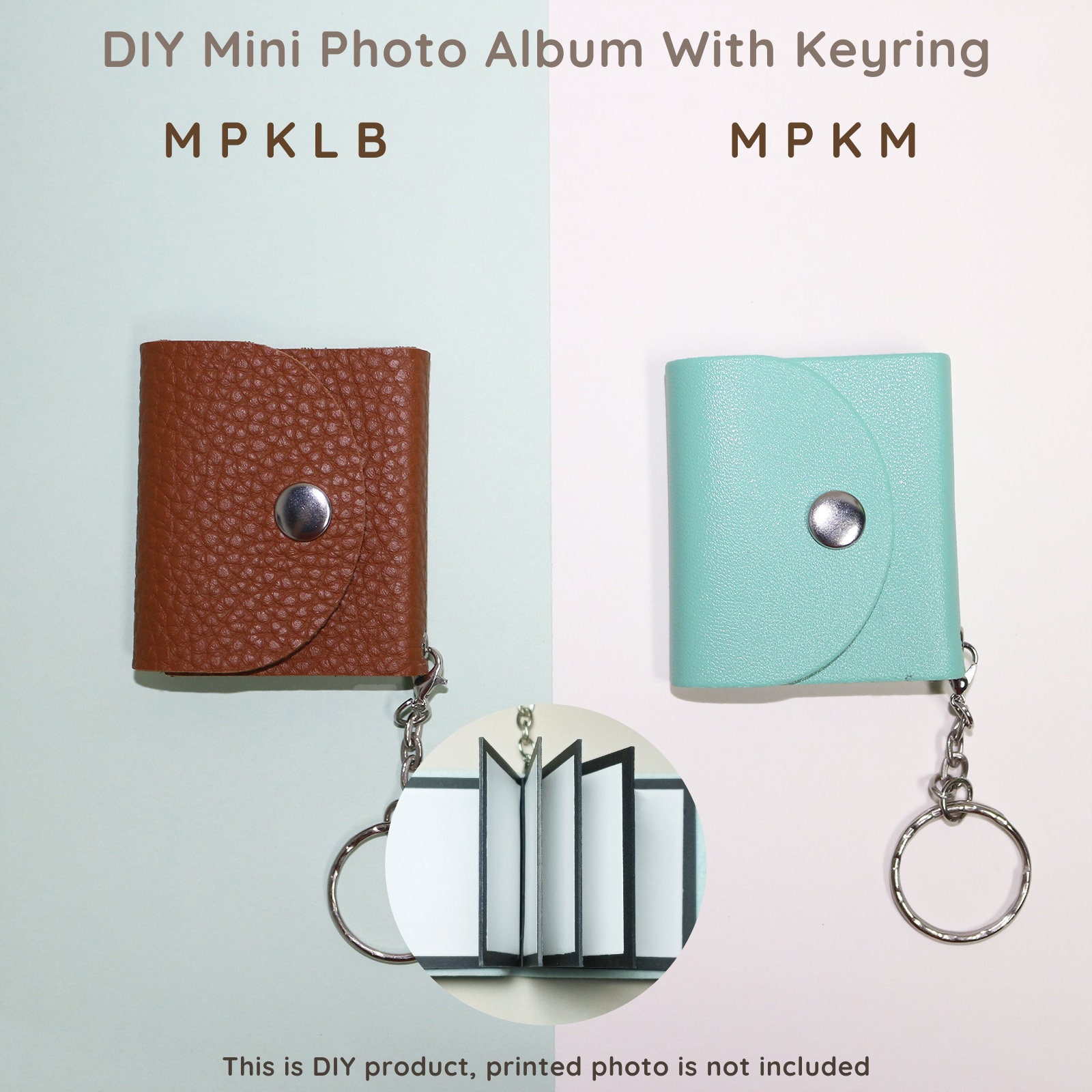 DIY Leather Photo Keychain Cute Mini Photo Album, Leather Keychain ...