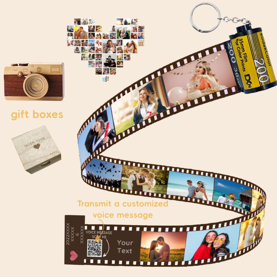 Custom Camera Film Roll Keychain, Film Roll Keyring, Unique Photo ...