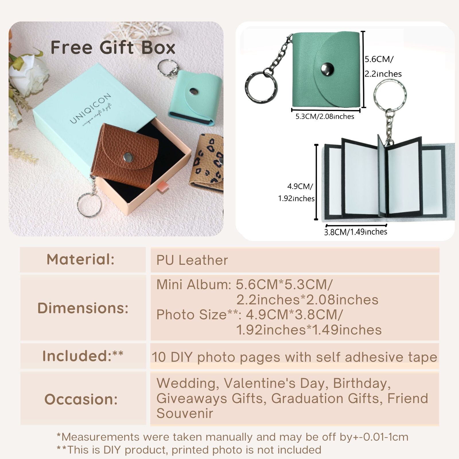 DIY Leather Photo Keychain Cute Mini Photo Album, Leather Keychain ...