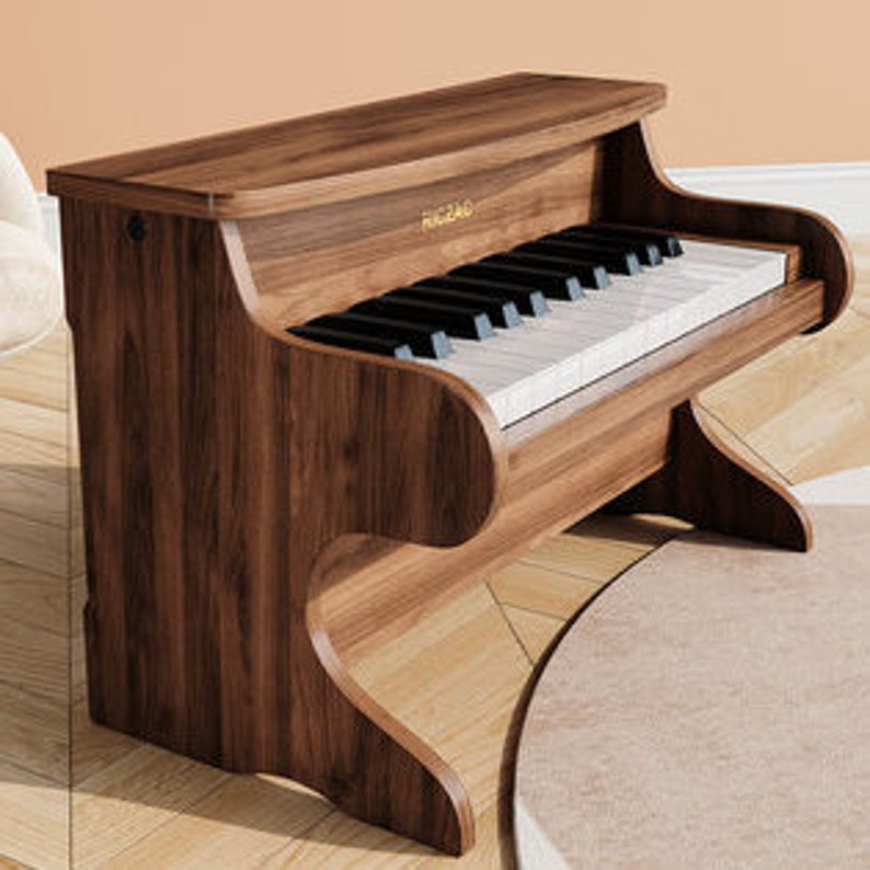 25 Keys Minimalism Walnut Color Wooden Mini Piano Toy for Piano ...