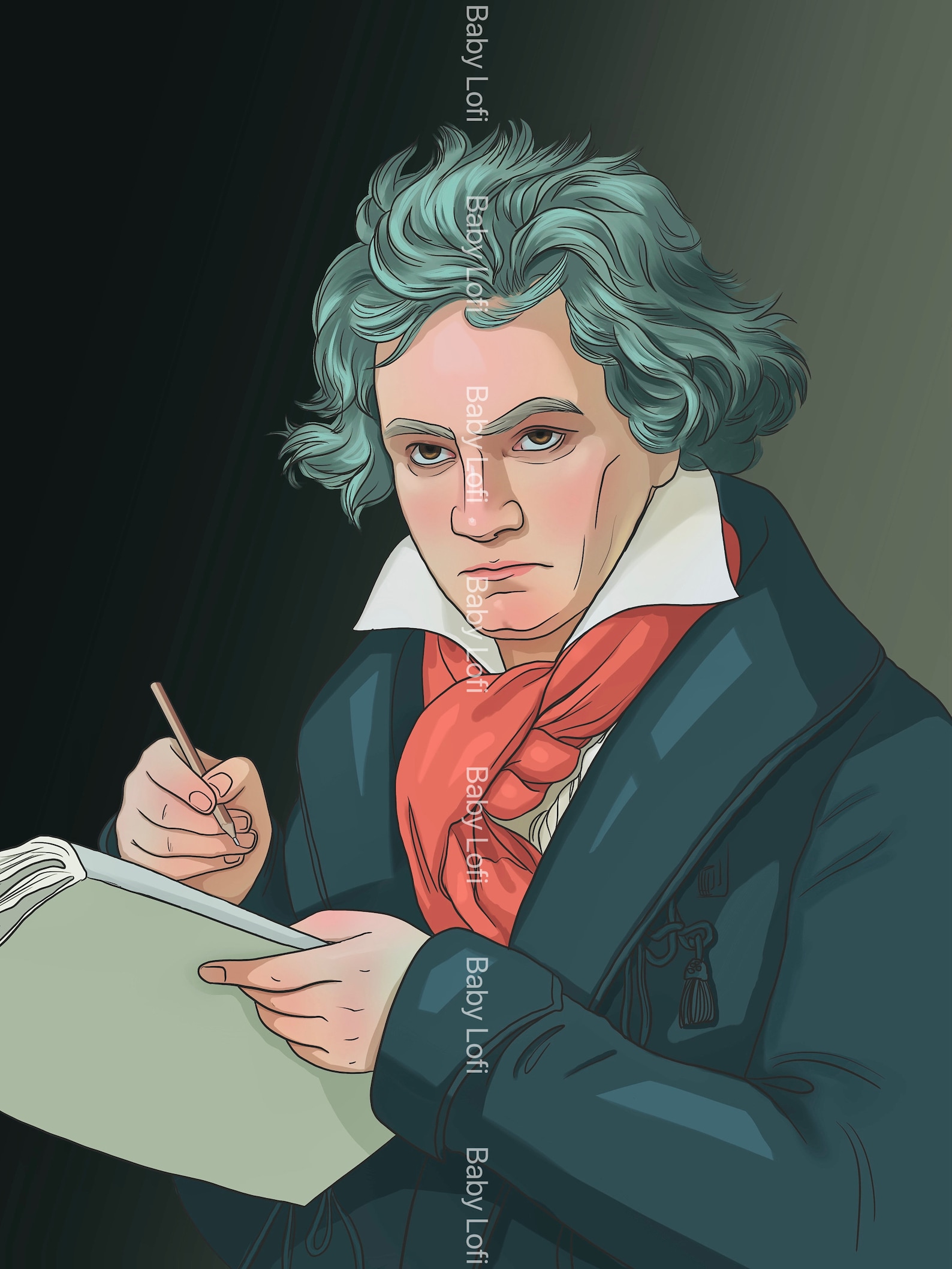 Ludwig Van Beethoven Portrait, Classic Musician Poster, Digital ...