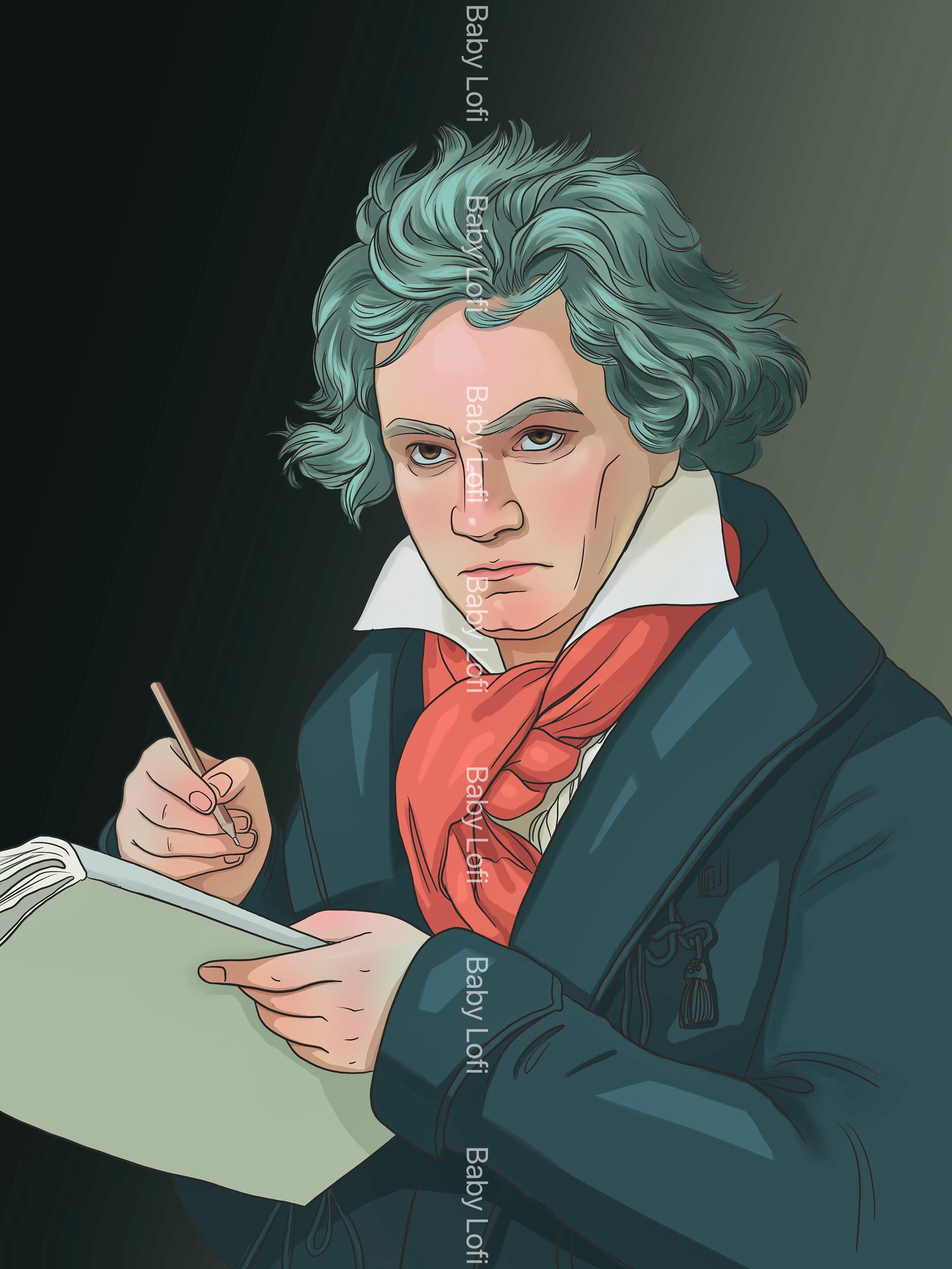 Ludwig Van Beethoven Portrait, Classic Musician Poster, Digital ...