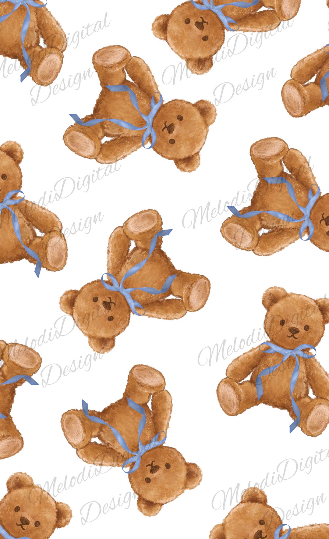 Teddy Bear Gift Wrap, Cute Bears Wrapping Paper, Digital Download Paper ...