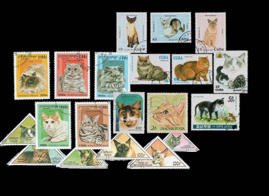 Cat Postage Stamps, Vintage Stamps, Postage Stamp Digital Download ...
