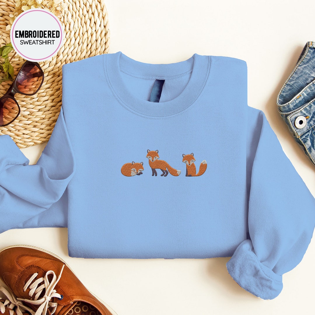 Group of Foxes Sweatshirt Embroidered Foxes Sweatshirt Cozy - Etsy