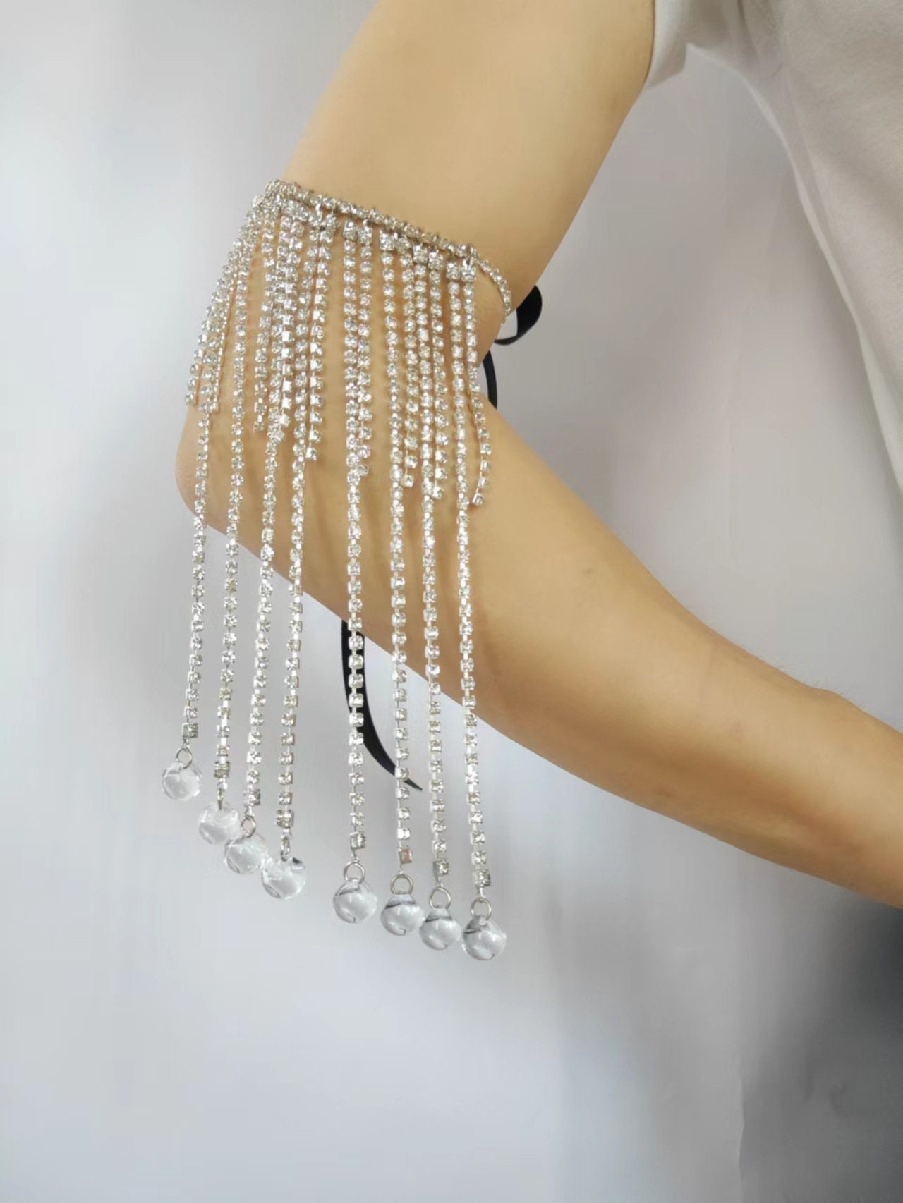Rhinestone Upper Arm Ring Crystal Tassel Arm Bracelet - Etsy